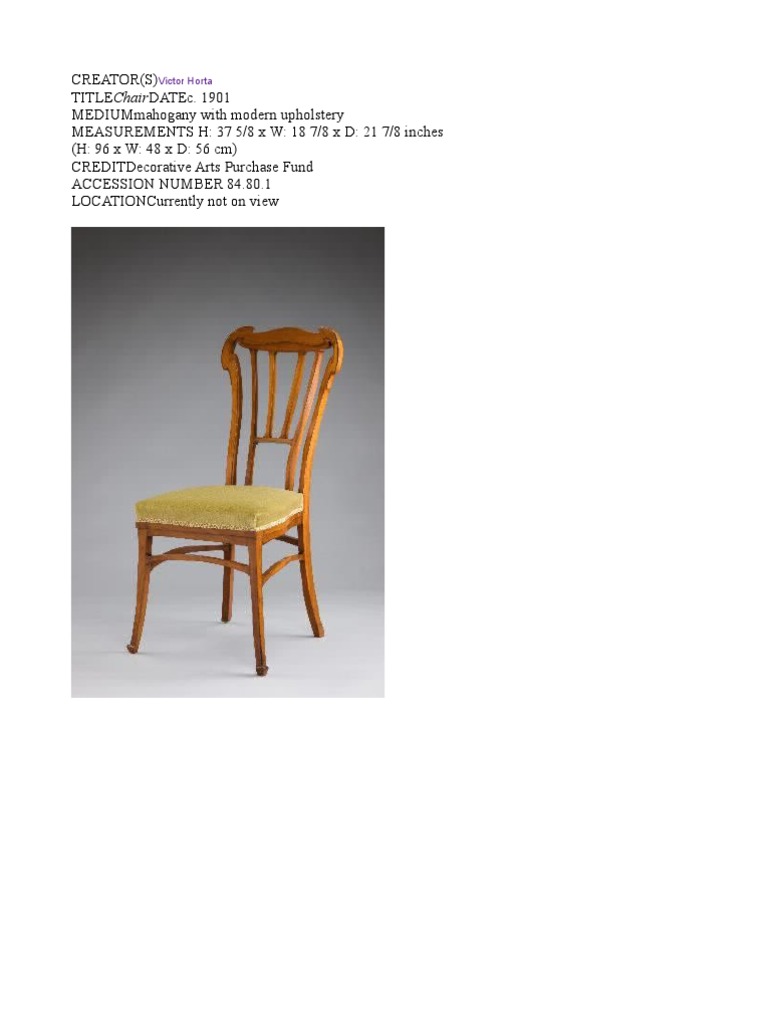 Horta Chair 1901 | PDF | Art Nouveau | Art Media