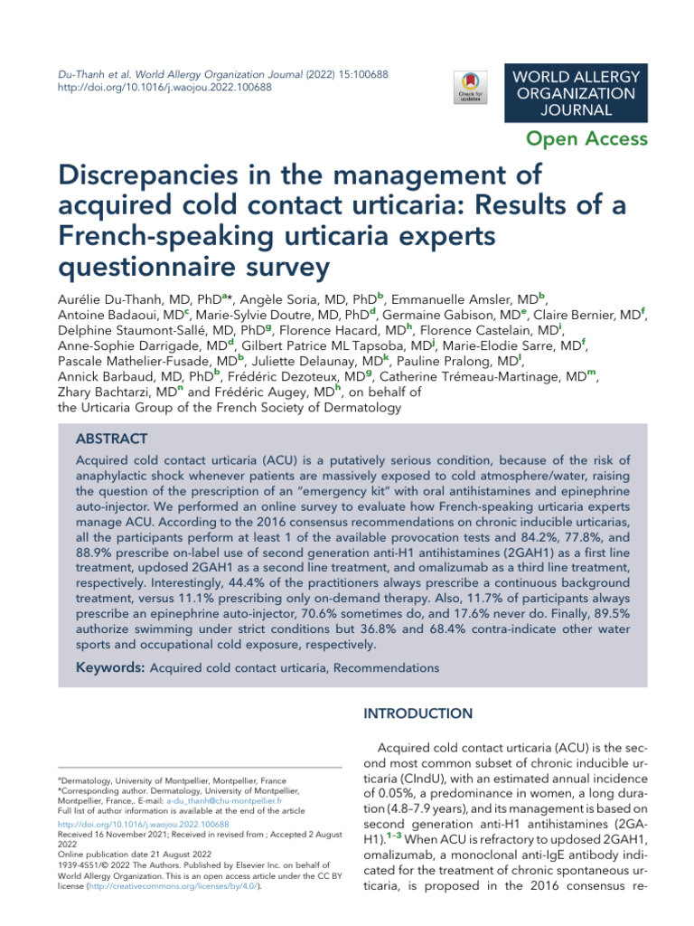 Discrepancies in The Management of Acquired Cold C | PDF | Medical ...