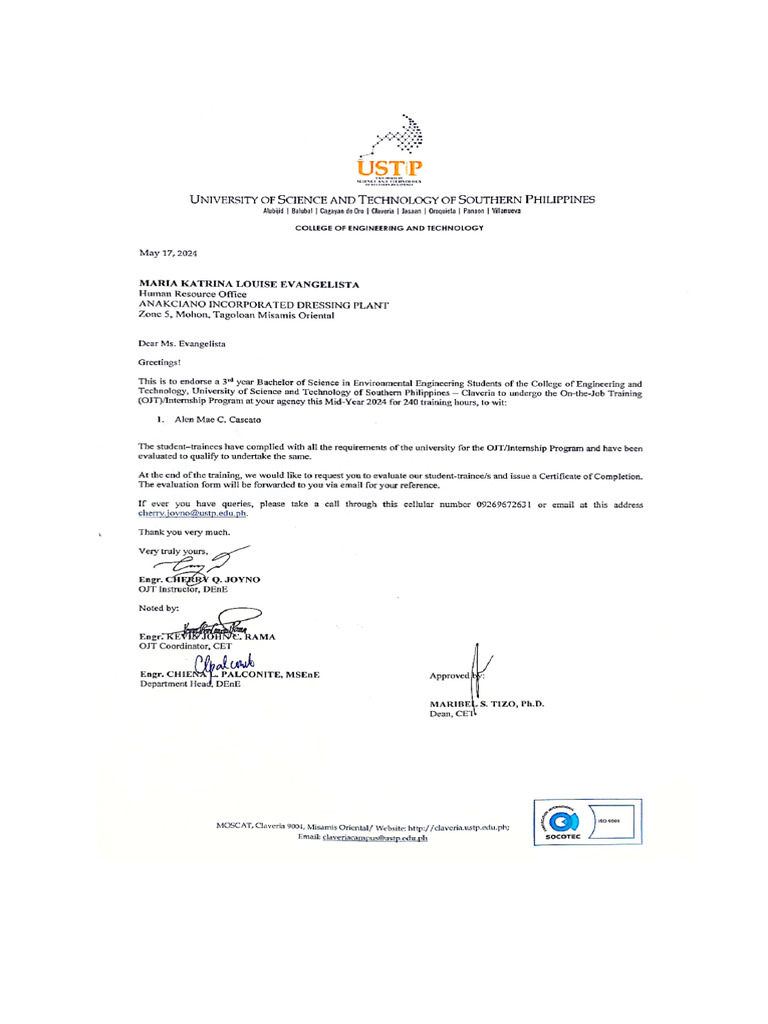 Endorsement Letter | PDF