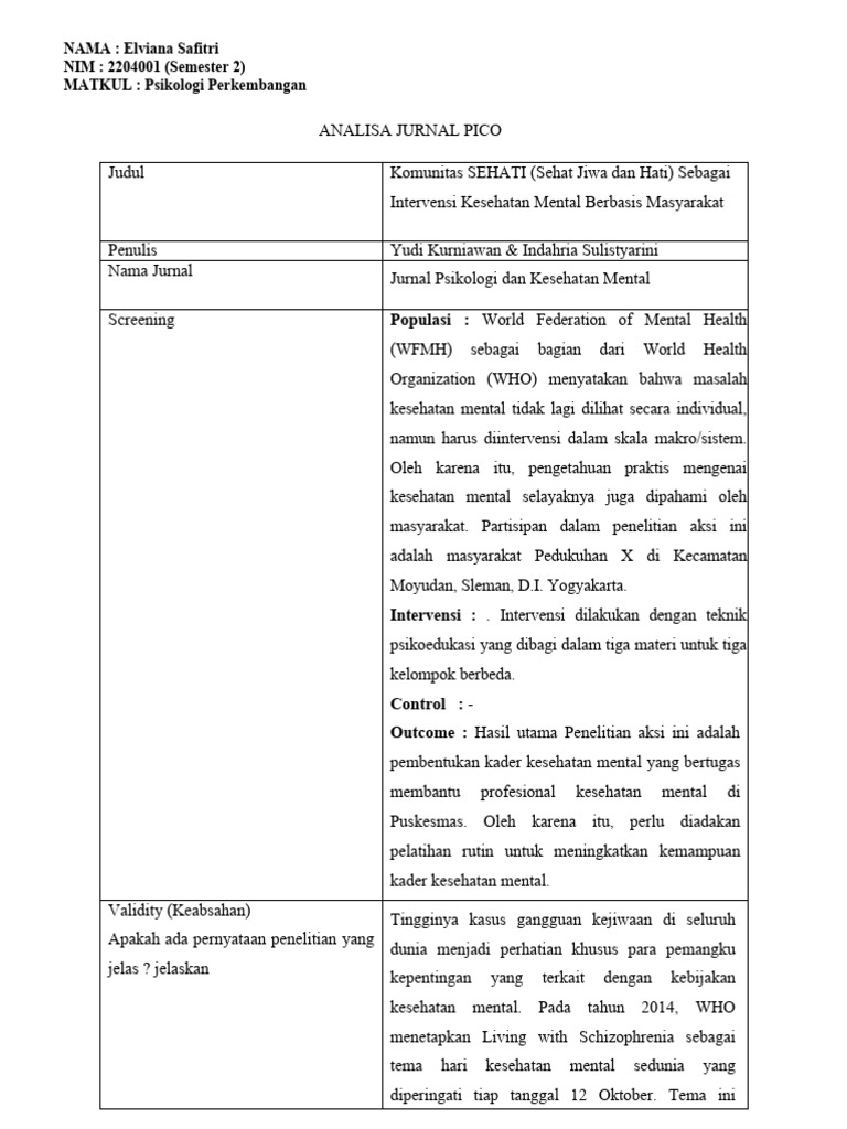 JURNAL PICO Bu - Dhita | PDF | Karier & Perkembangan