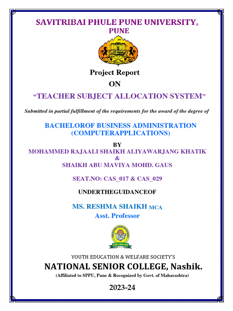 Teacher Subject Allocation Management System Documentation | PDF ...