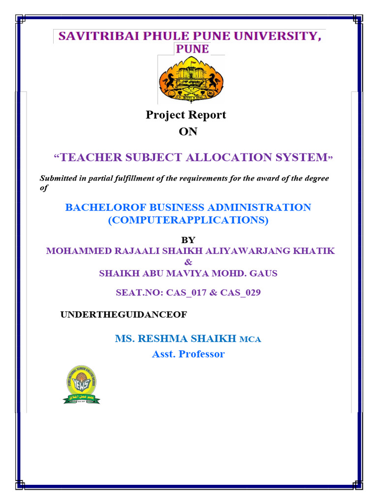 Teacher Subject Allocation Management System Documentation Raza | PDF ...