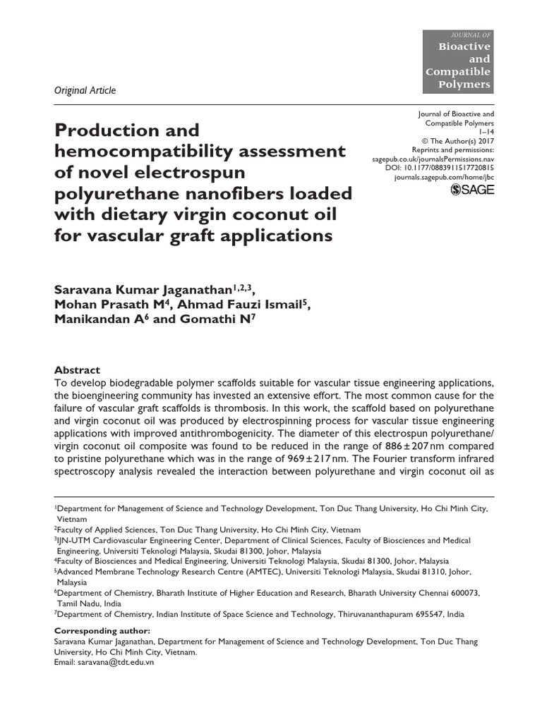 Production and Hemocompatibility Assessm | PDF | Tissue Engineering ...