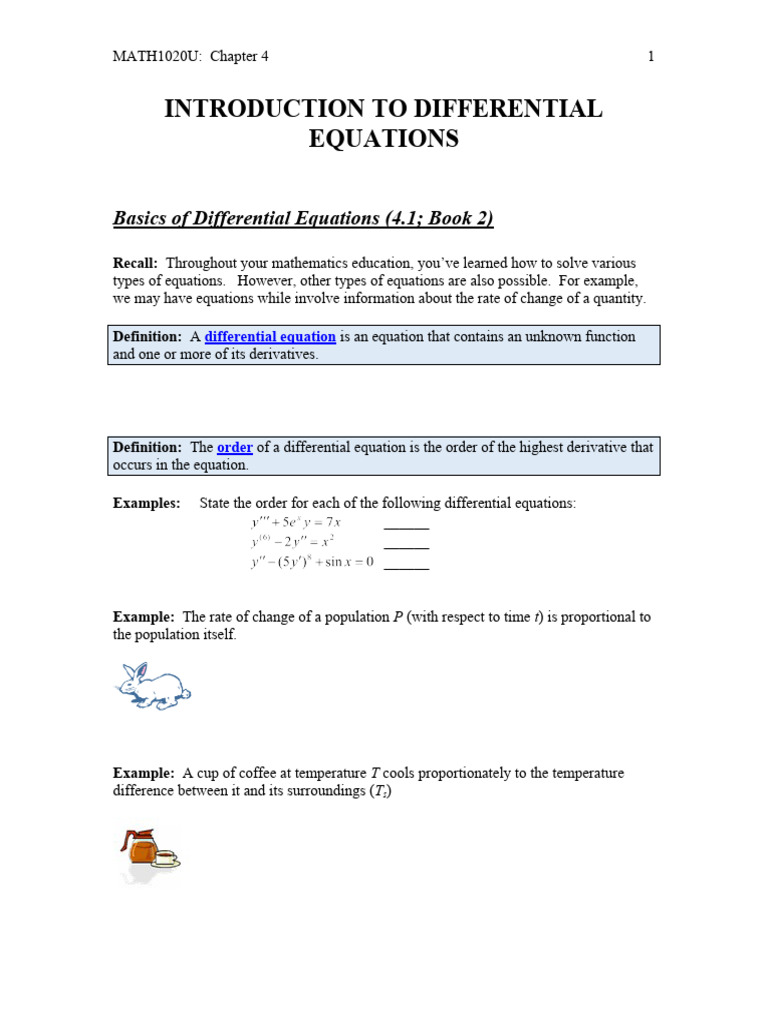 Mod5a Odeintro | PDF | Equations | Differential Equations