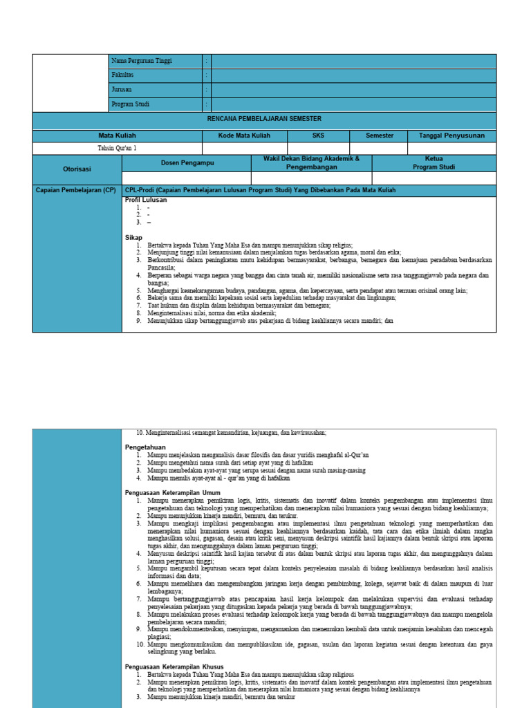 RPS Tahsin Quran 1 (2020-HES) | PDF
