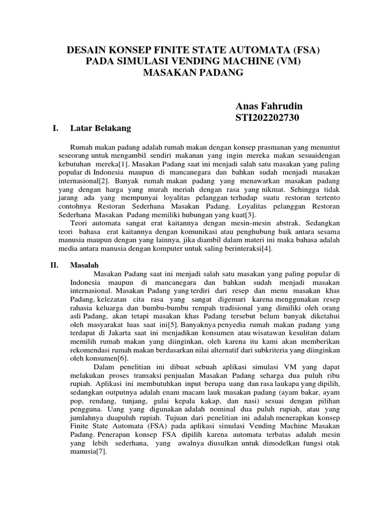 Desain Konsep Finite State Automata Anas Fahrudin Sti202202730 Pdf