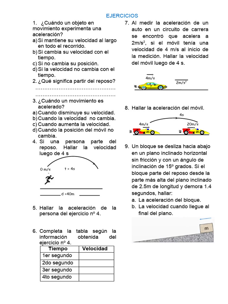 UDA 6 ACT 4 2DO MRUV Anexo | PDF | Velocidad | Fricción