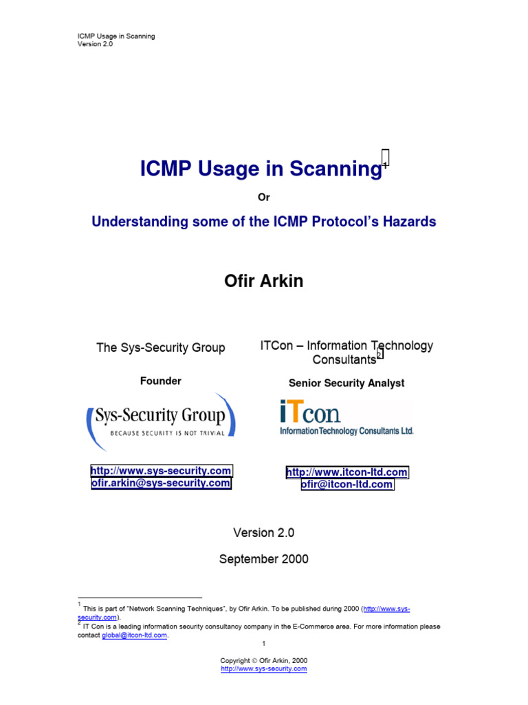ICMP Scanning v2.0 | PDF | Internet Protocols | Telecommunications