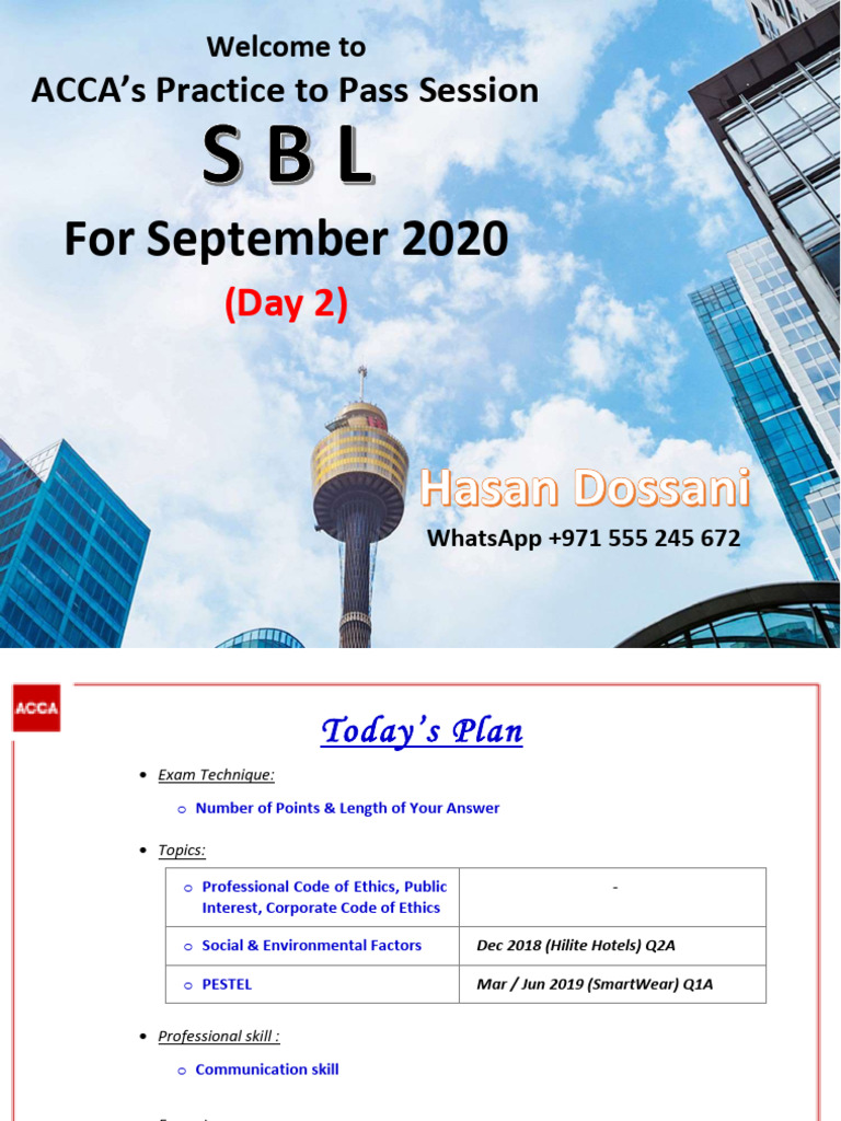 Preparing ACCA SBL 1 | PDF | Corporate Social Responsibility | Business Ethics