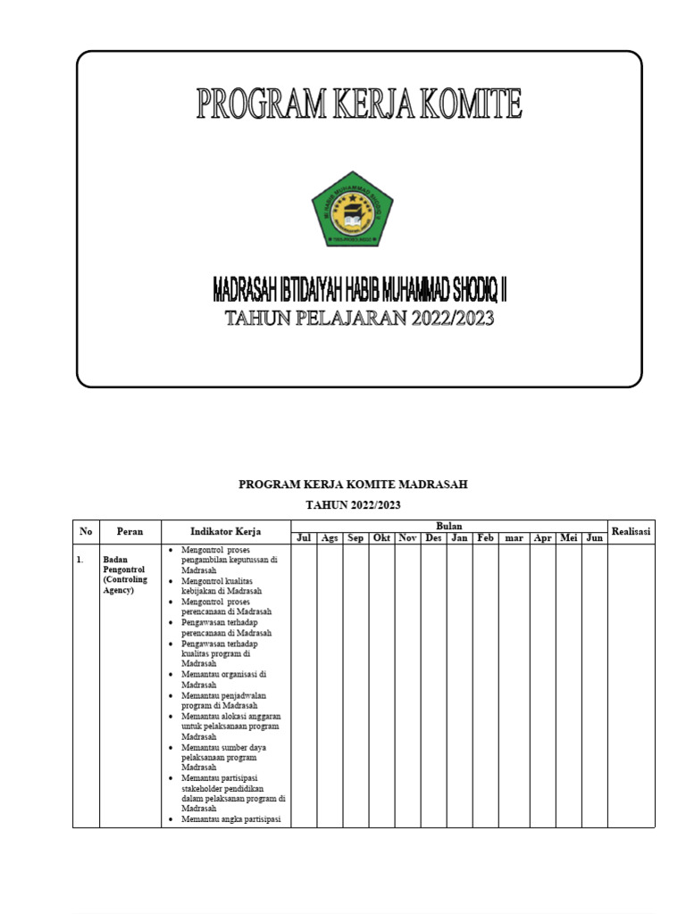 Contoh Program Kerja Komite | PDF