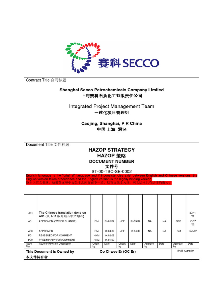 St-00-Tsc-Se-0002-A01 Hazop | PDF | Safety | Engineering