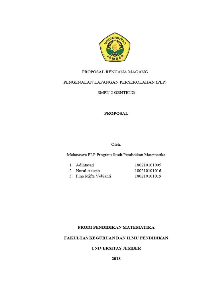 Proposal Rencana Magang Pengenalan Lapangan Persekolahan | PDF