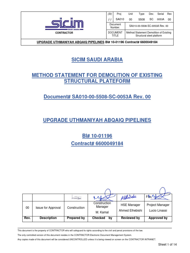 SA010-00-5508-SC-0053A - Method Statement Demolition of Existing ...