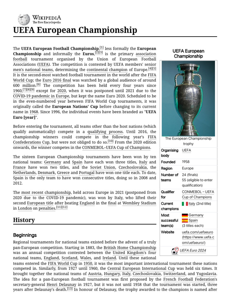 UEFA European Championship - Wikipedia | PDF | European National ...