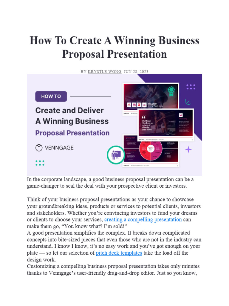 How To Create A Winning Business Proposal Presentation | PDF ...