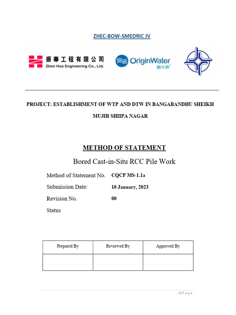CQCP MS-1.1a-Bored Cast-in-Situ RCC Pile Work | PDF | Deep Foundation ...