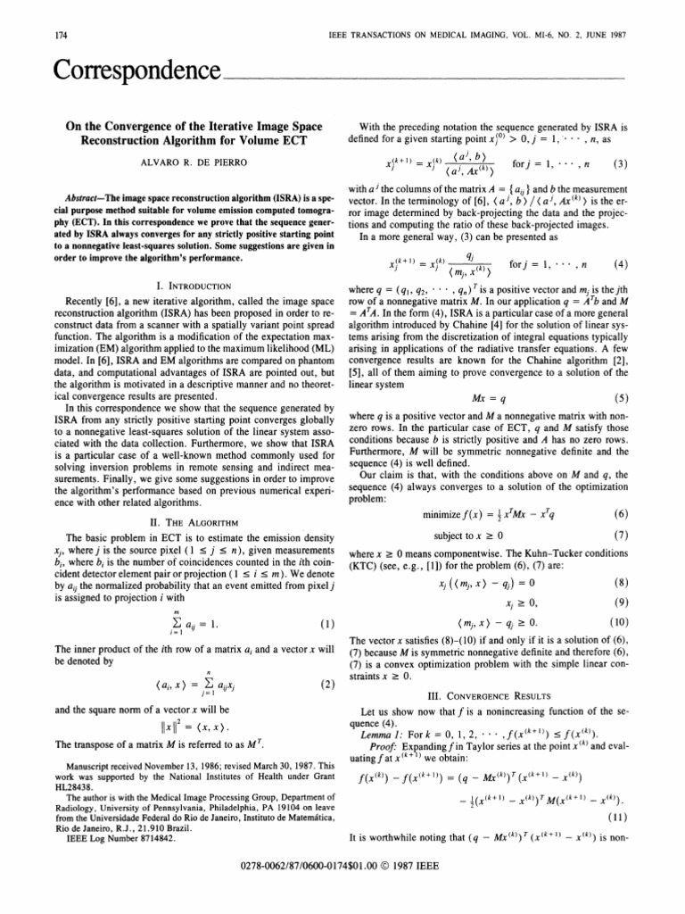 On The Convergence of The Iterative Image Space Reconstruction ...