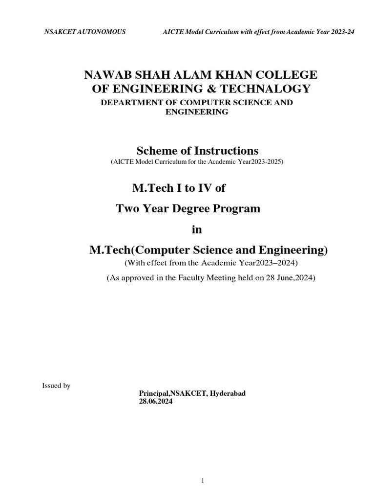 MTech CSE SCHEME Draft Final | PDF | Engineering | Computing MTech CSE SCHEME Draft Final | PDF | Engineering | Computing