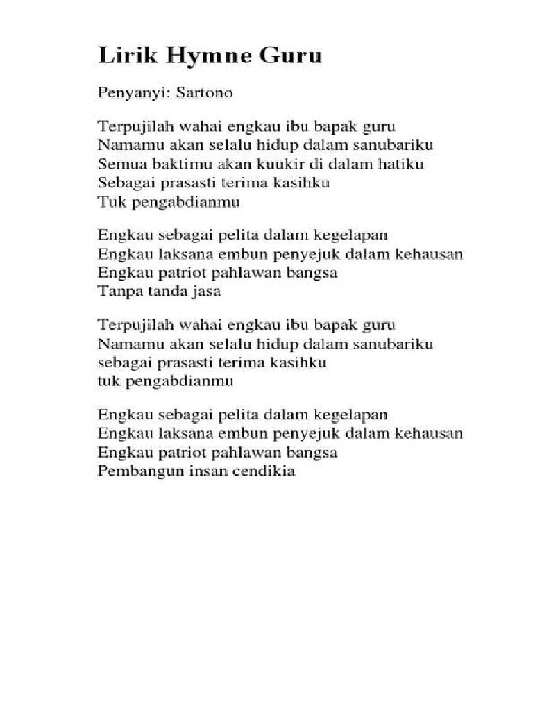 Lirik Hymne Guru | PDF