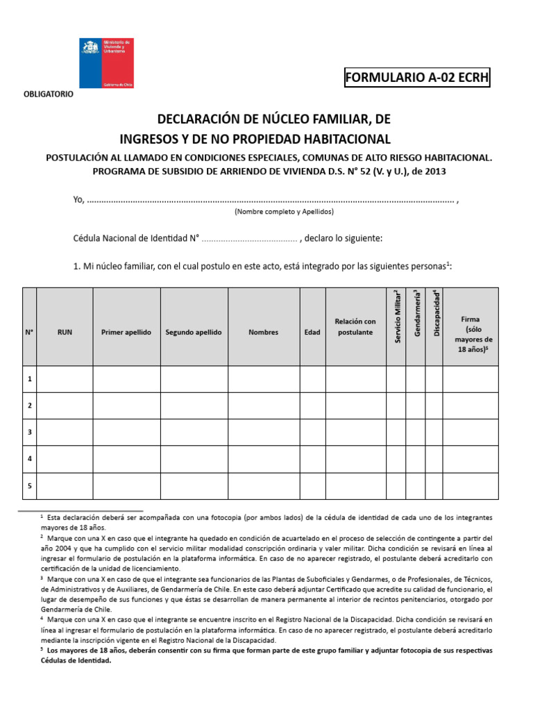 A_02-ERH-DECLARACION-DE-NUCLEO-FAMILIAR_2023 | PDF | Documento de identidad