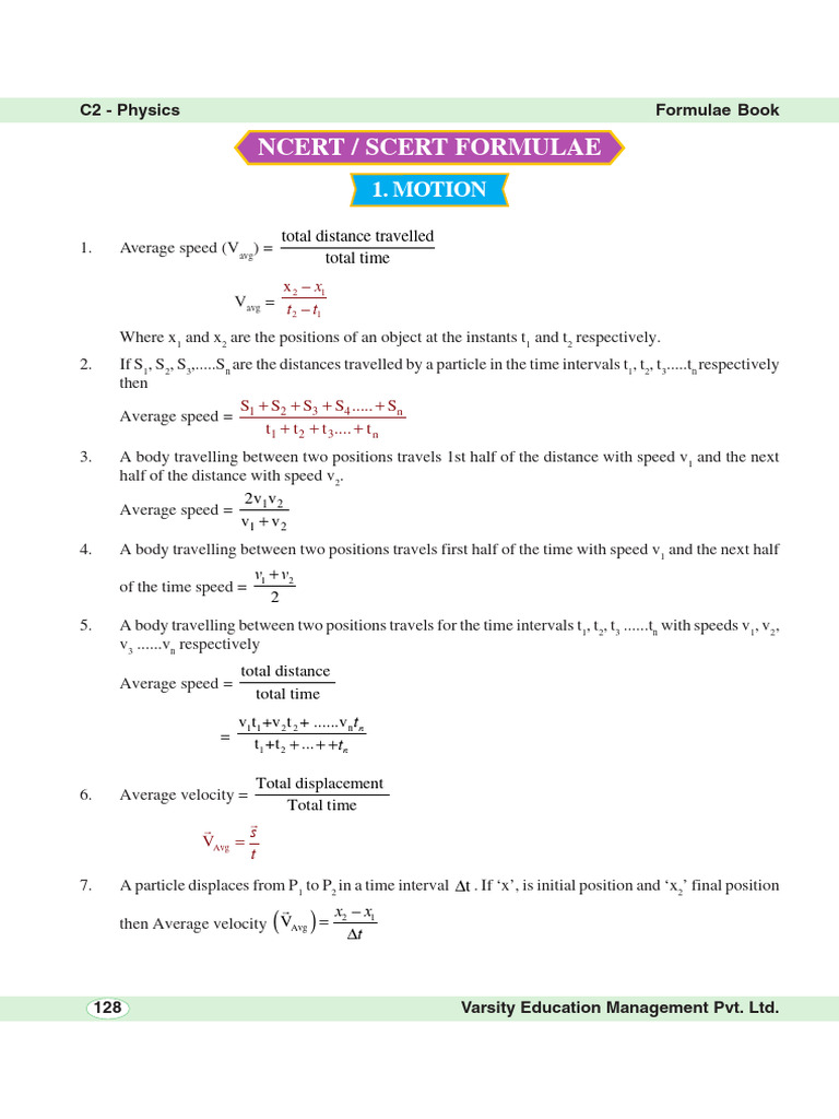 2. C2 Physics Formulae Book | PDF | Velocity | Speed