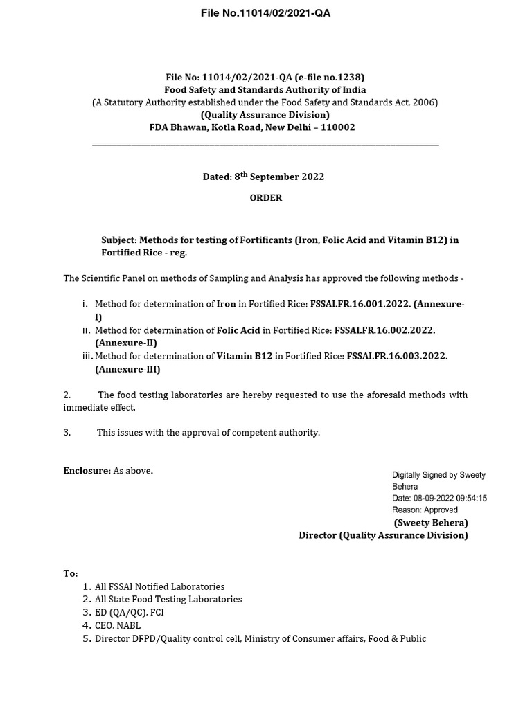 Order Testing Fortified Rice 08 09 2022 | PDF | Detection Limit ...
