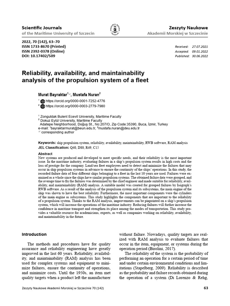 Marine Fleet Reliability Availability Maintainability | PDF | Reliability Engineering | Engineering
