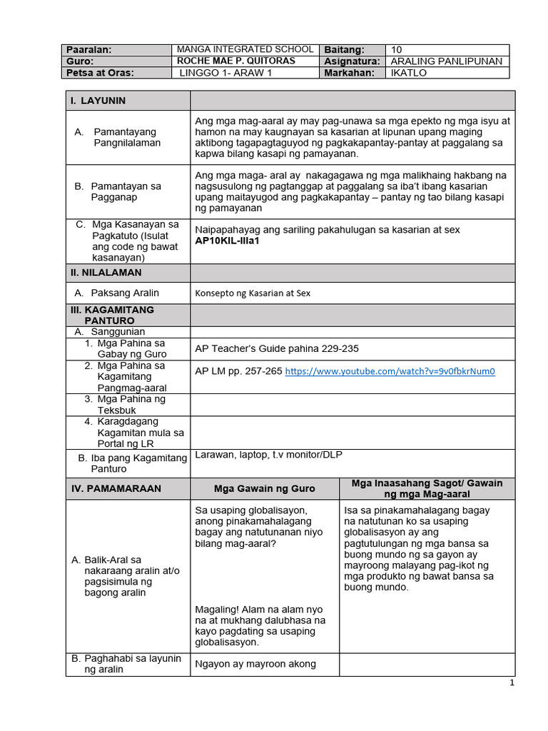 AP10 3RD QUARTER-Day-1 | PDF