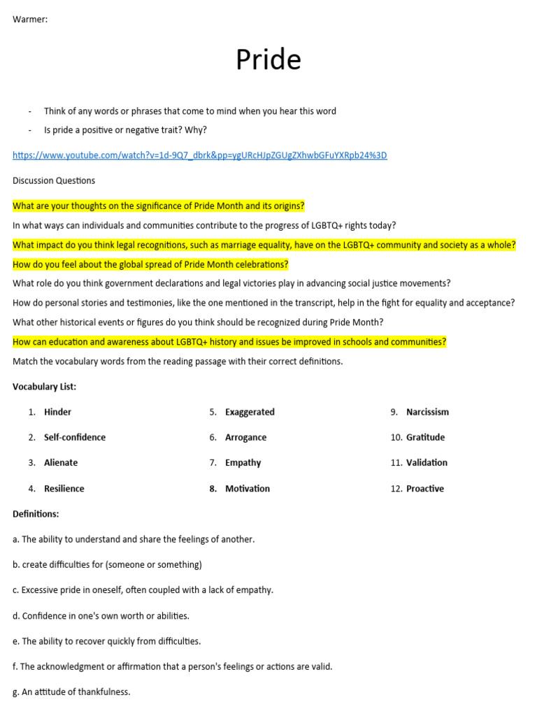 Pride | PDF | Pride | Self Esteem