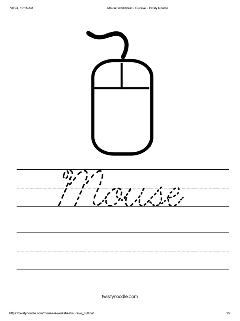 Mouse Worksheet - Cursive - Twisty Noodle | PDF | Science & Mathematics ...