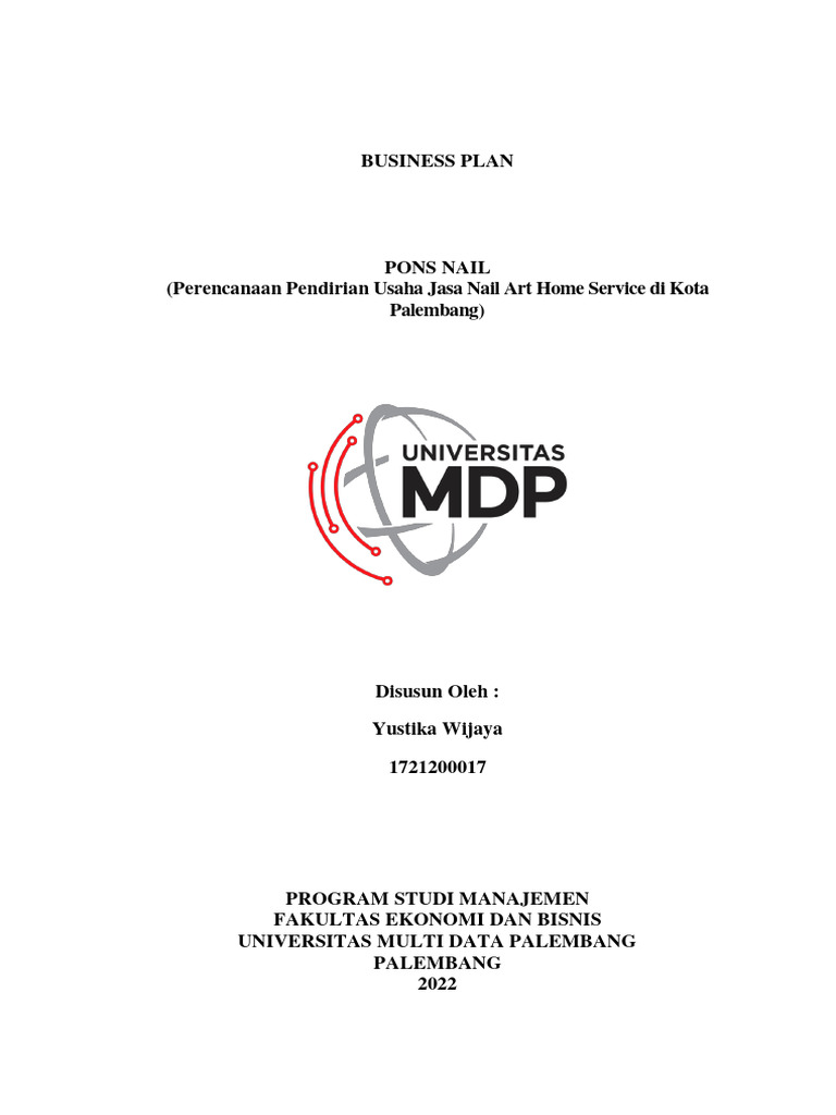 Contoh Bisnis Plan Yustika Wijaya (1721200017) | PDF