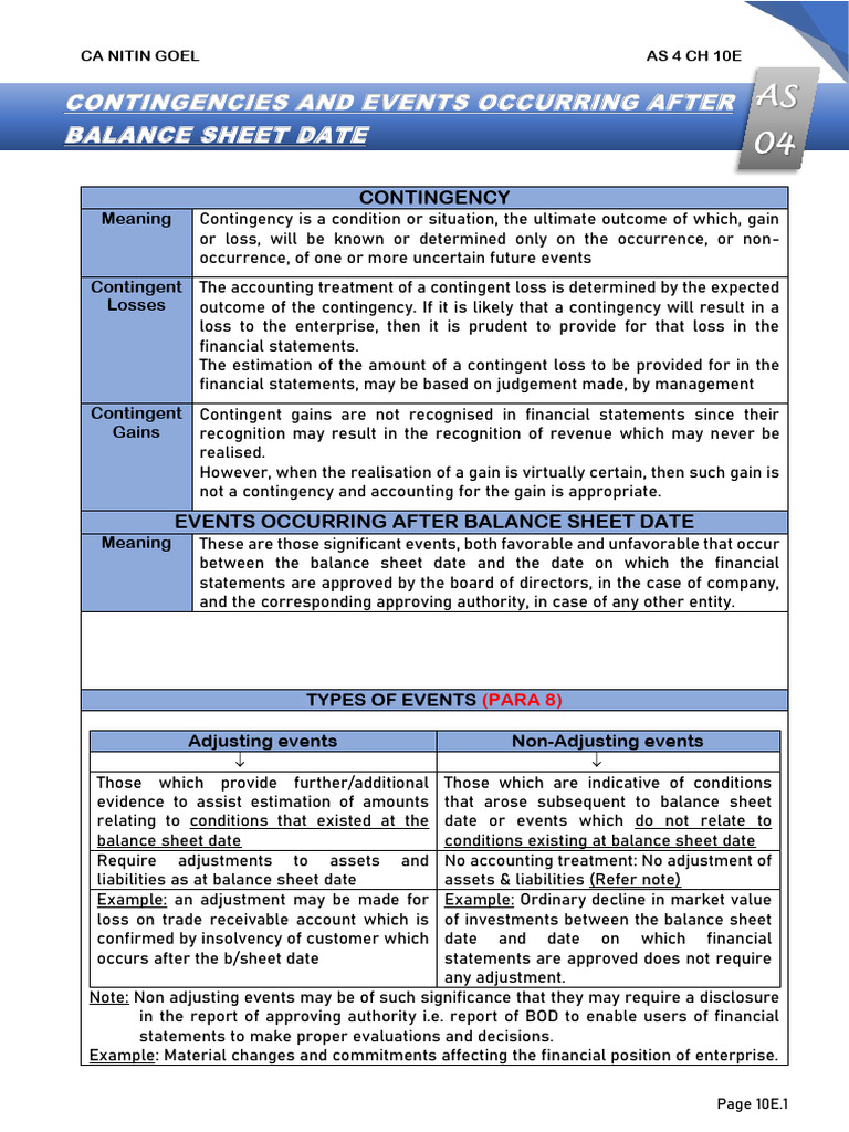 AS 4 | Download Free PDF | Balance Sheet | Going Concern
