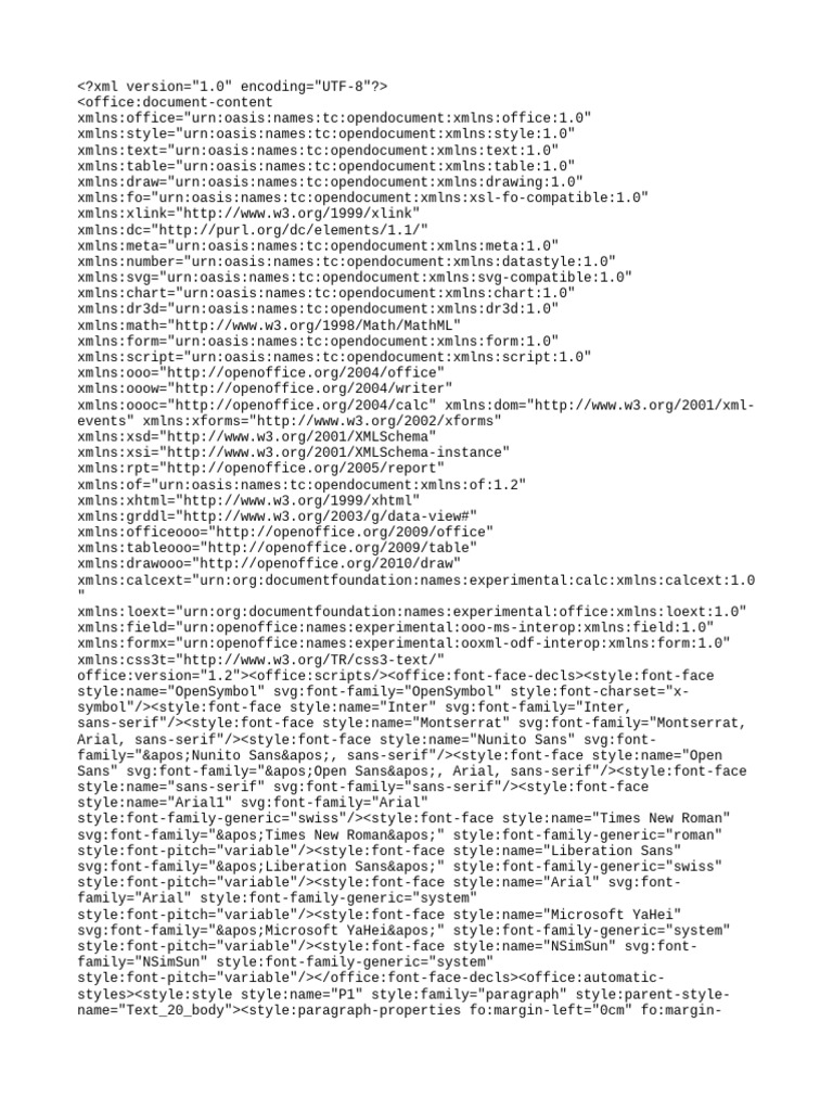 OpenDocument XML Structure Overview | PDF