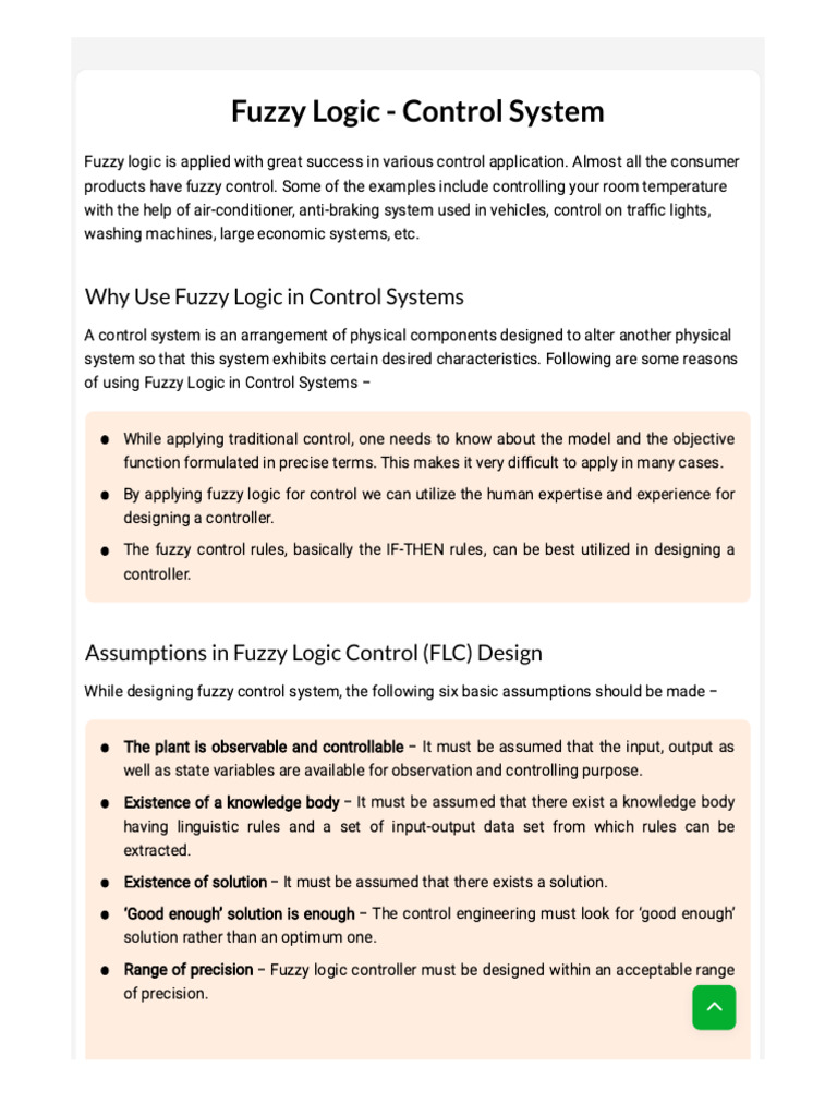 Fuzzy Logic - Control System | PDF | Fuzzy Logic | Applied Mathematics