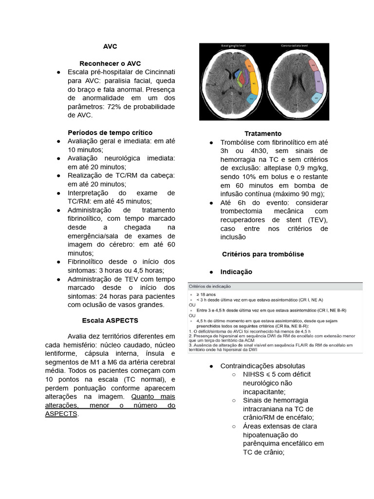 Resumo AVC | Download grátis PDF | AVC | Medicina Clínica