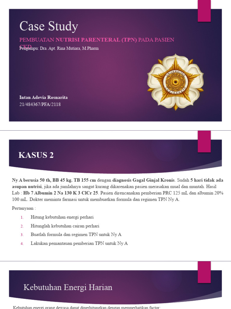 Rumus TPN untuk Pasien CKD | PDF | Memasak, Makanan, & Anggur | Sains ...