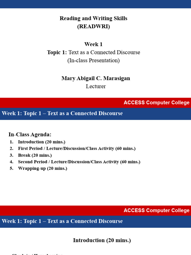 READWRI - in Class 1 | PDF | Linguistics | Human Communication