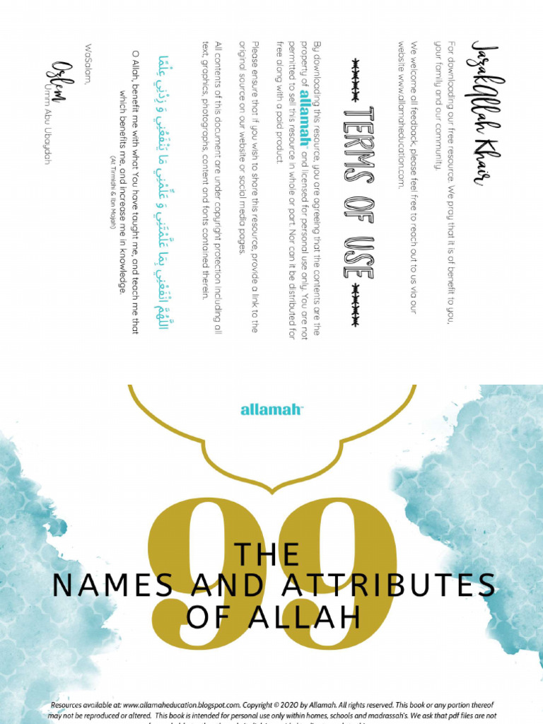Allah's 99 Names and Attributes Card Set | PDF