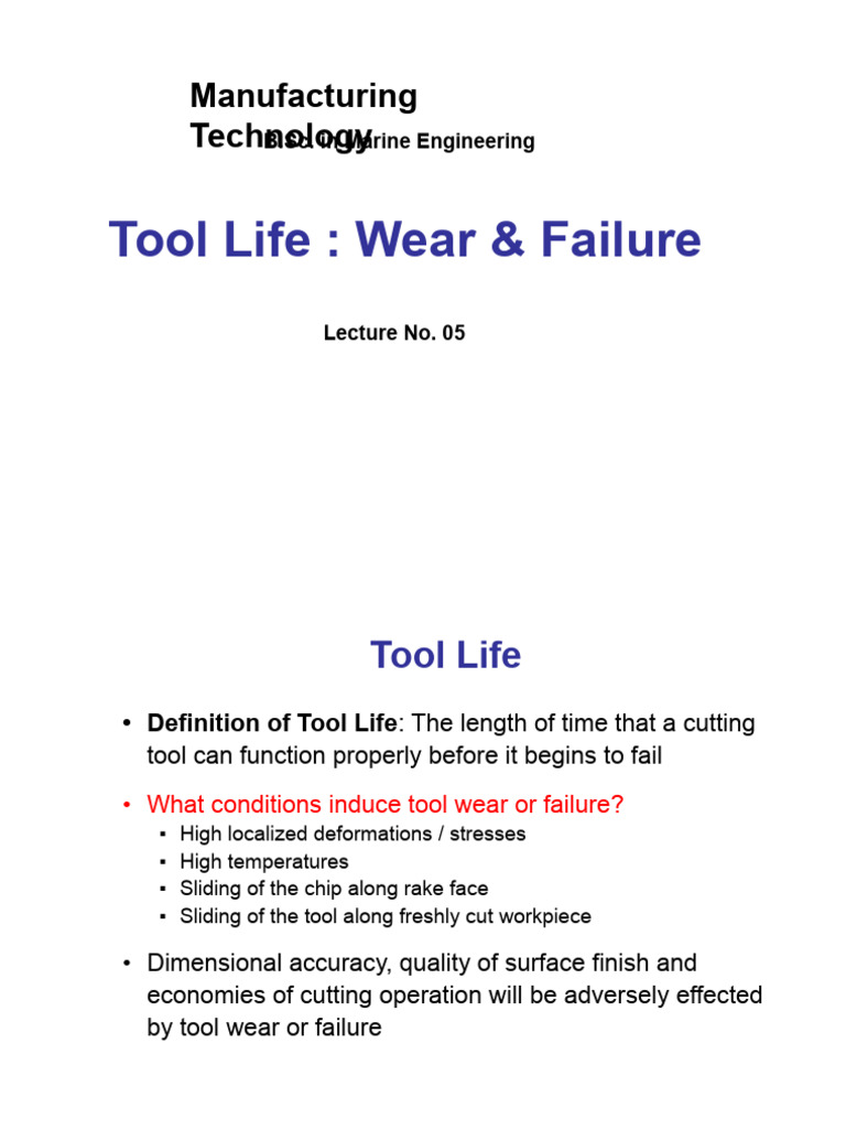 05 - Tool Life | PDF | Wear | Secondary Sector Of The Economy