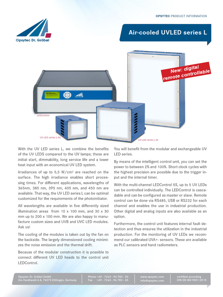 E Uvled High-Power-Serie L | PDF | Ultraviolet | Electromagnetic Radiation