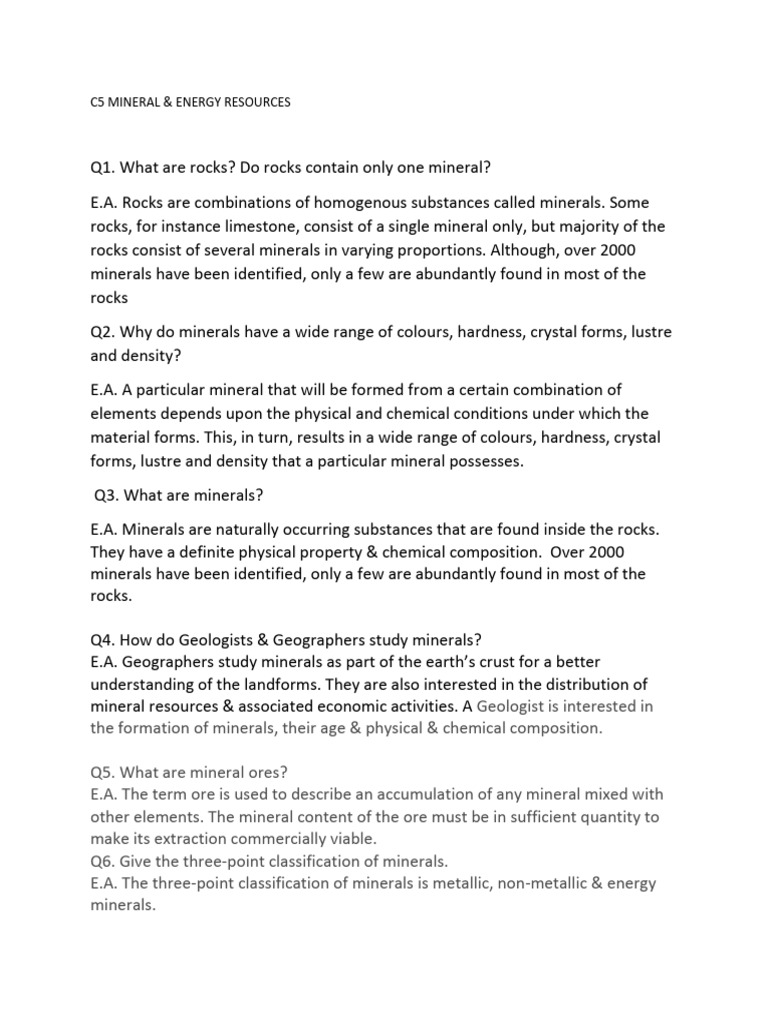 c5 Mineral and Energy Resources | PDF | Coal | Natural Gas