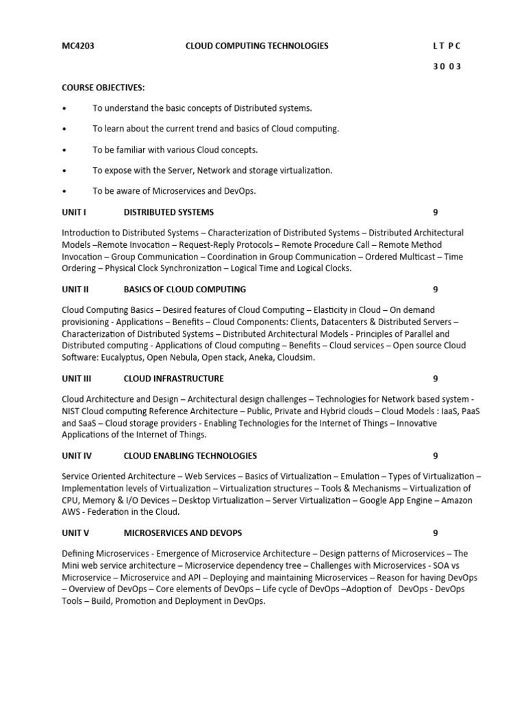 Syllabus | PDF | Cloud Computing | Virtualization