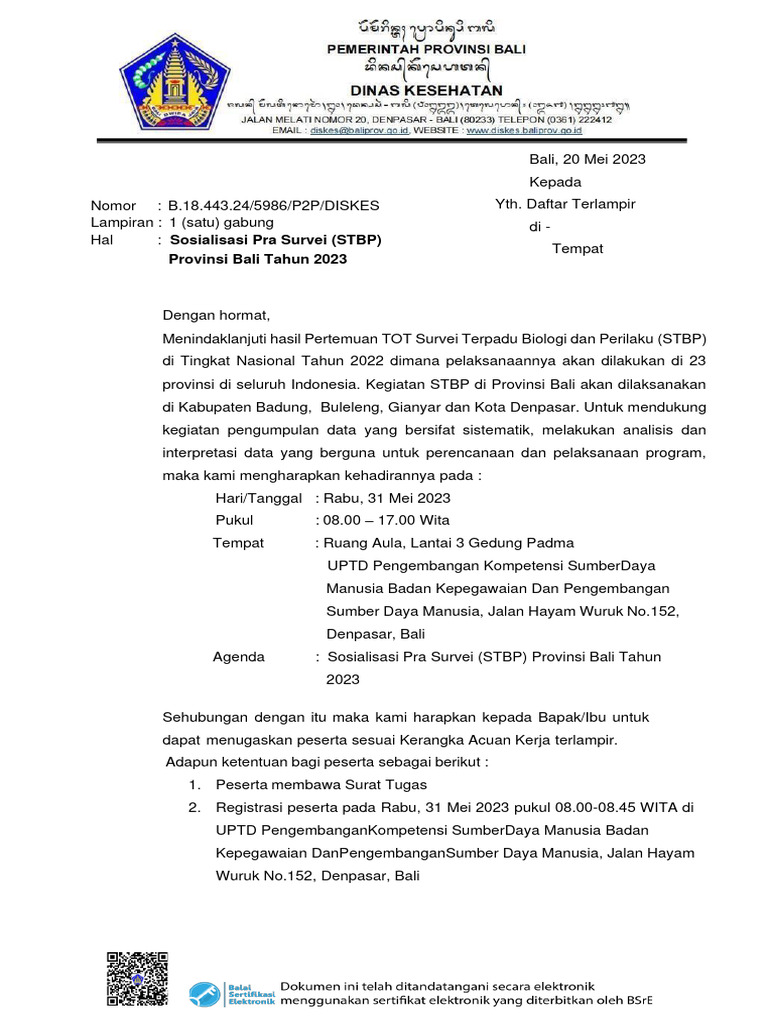 Surat Undangan Sosialisasi STBP 2023 | PDF | Ilmu Sosial | Pengembangan Diri