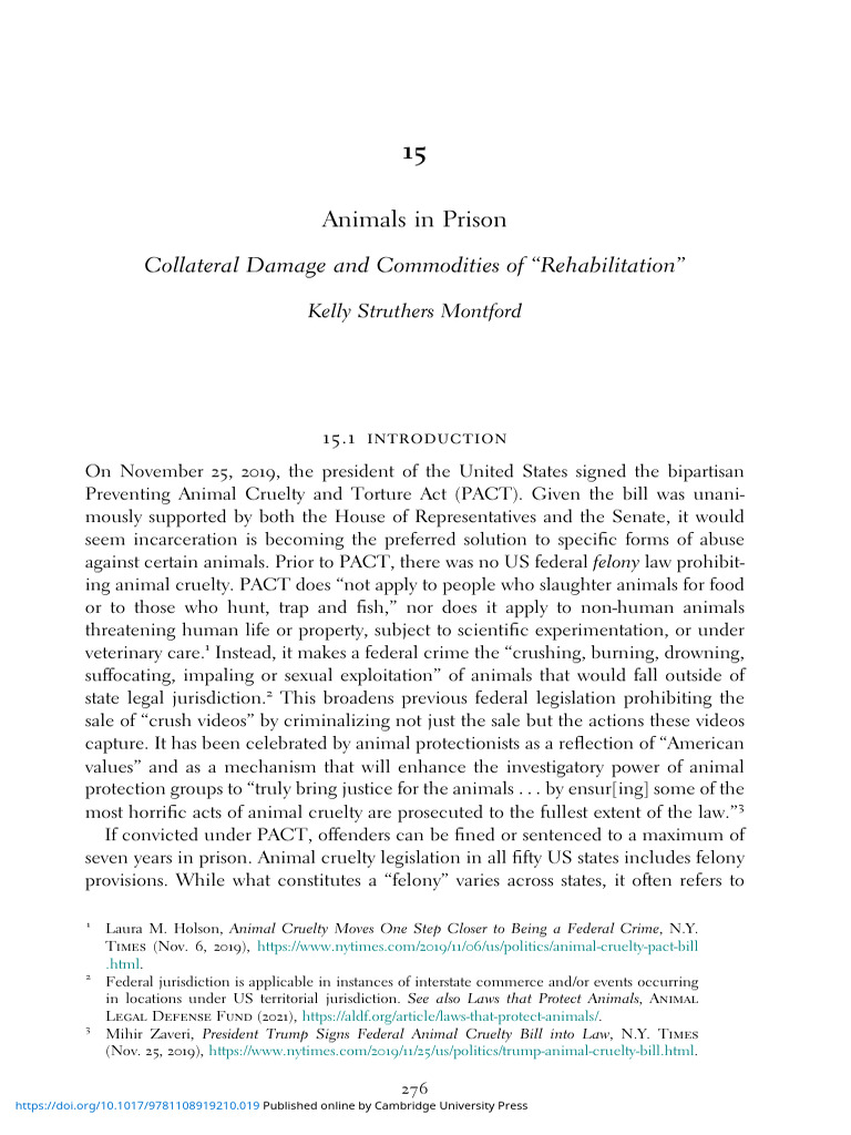 Animals in Prison | PDF | Labour Economics | Cruelty To Animals