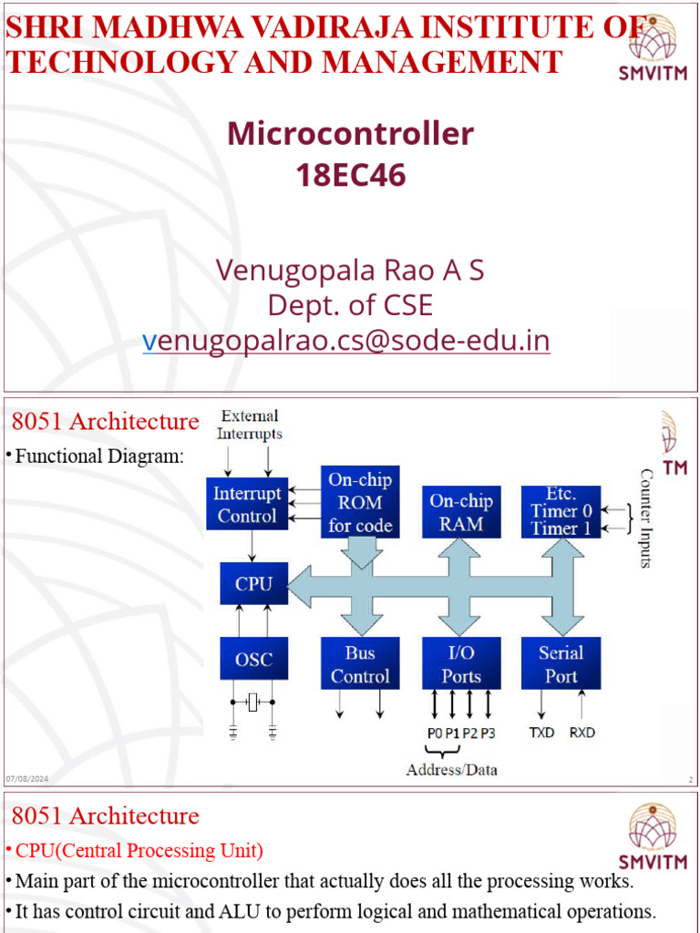 MES - IV Sem ECE VTU Class 5 | PDF | Central Processing Unit | Microcontroller