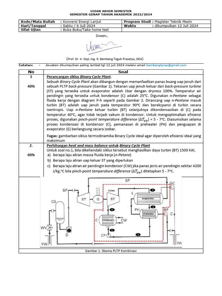 UAS - Konversi Energi Lanjut - Juli - 2024 | PDF | Teknologi & Rekayasa
