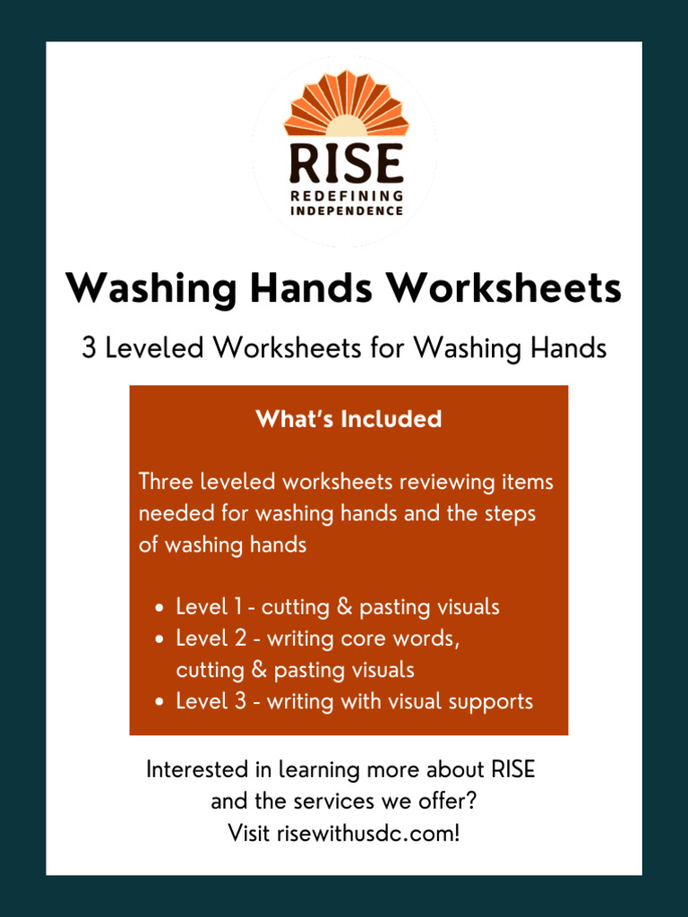 3 Leveled Worksheets For Washing Hands | PDF | Psychology | Behavioural ...