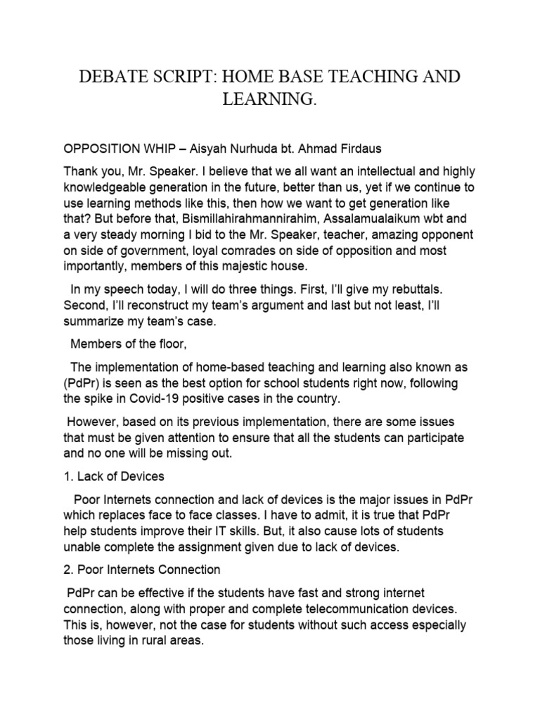 DEBATE SCRIPT | PDF | Behavior Modification | Cognition