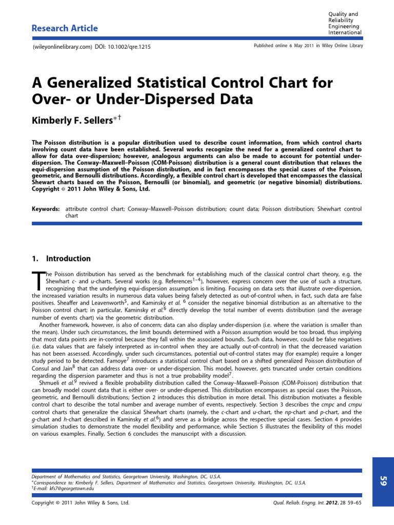 A Generalized Statistical Control Chart For Over or Under Dispersed ...