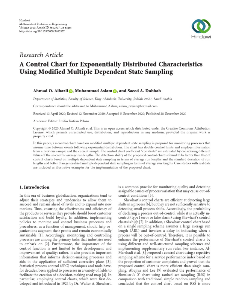 A Control Chart For Exponentially Distributed Characteristics | PDF ...